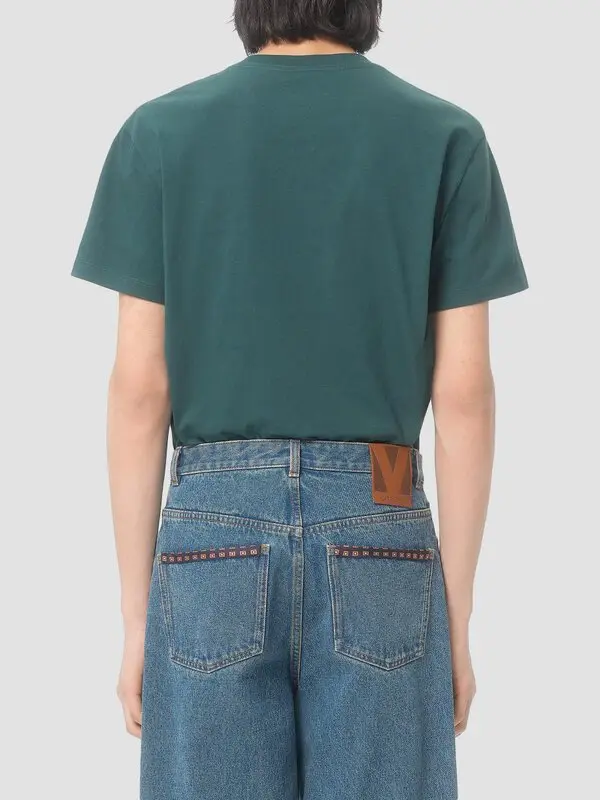 Valentino Garavani Cotton T-shirt With Vlogo Patch - Dark Green