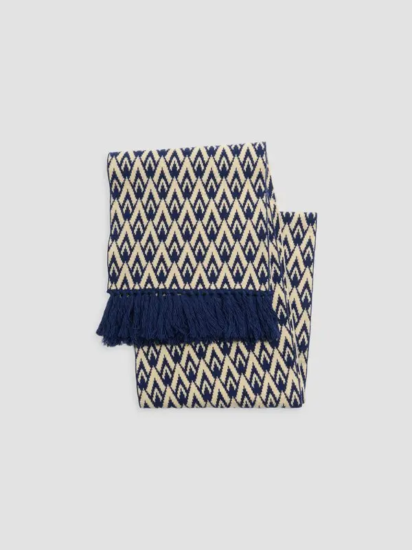 Valentino Garavani Toute La V Knitted Wool Scarf - Ivory Navy