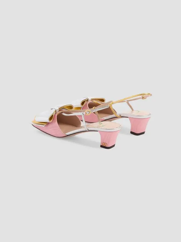 Valentino Garavani Bowow 45mm Slingback Pumps In Moire Fabric - Pink Multi