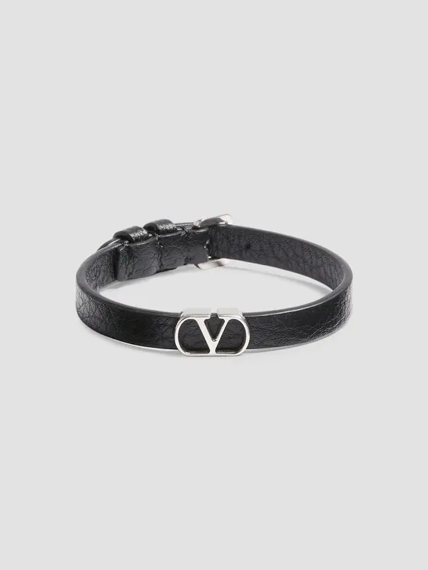 Valentino Garavani Vlogo Signature Grainy Calfskin Bracelet - Black