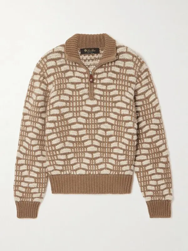 Loro Piana Jacquard-knit Camel Hair Sweater - Neutrals