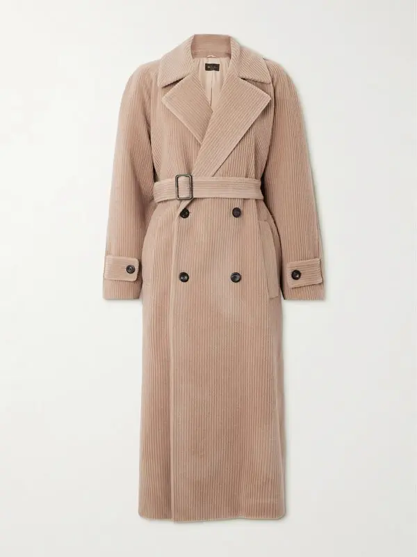 Loro Piana - Double-Breasted Belted Cashmere-Corduroy Trench Coat