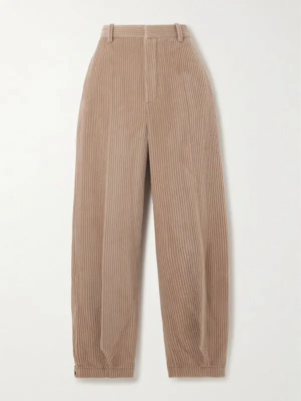 Loro Piana Cropped Corduroy Tapered Pants - Neutrals