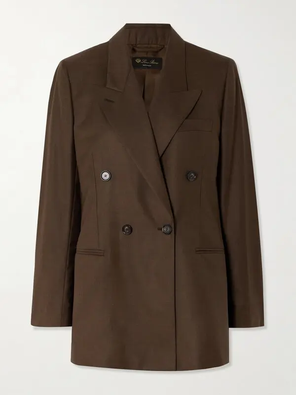 Loro Piana Oversized Double-breasted Virgin Wool Blazer - Brown