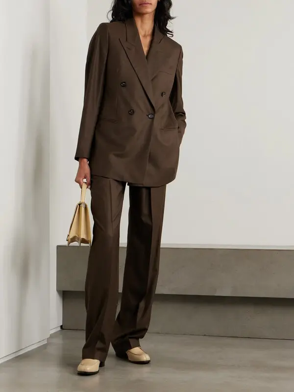 Loro Piana Oversized Double-breasted Virgin Wool Blazer - Brown