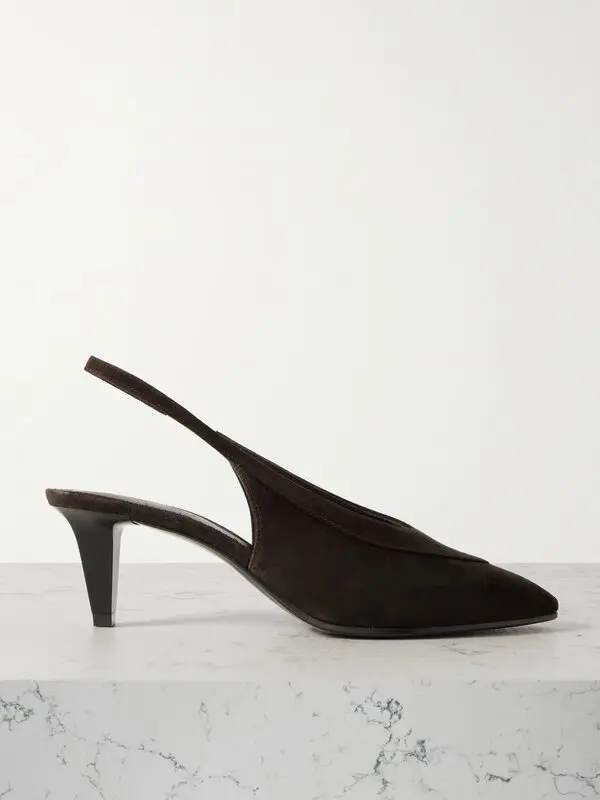 Loro Piana Rebecca Suede Slingback Pumps - Brown