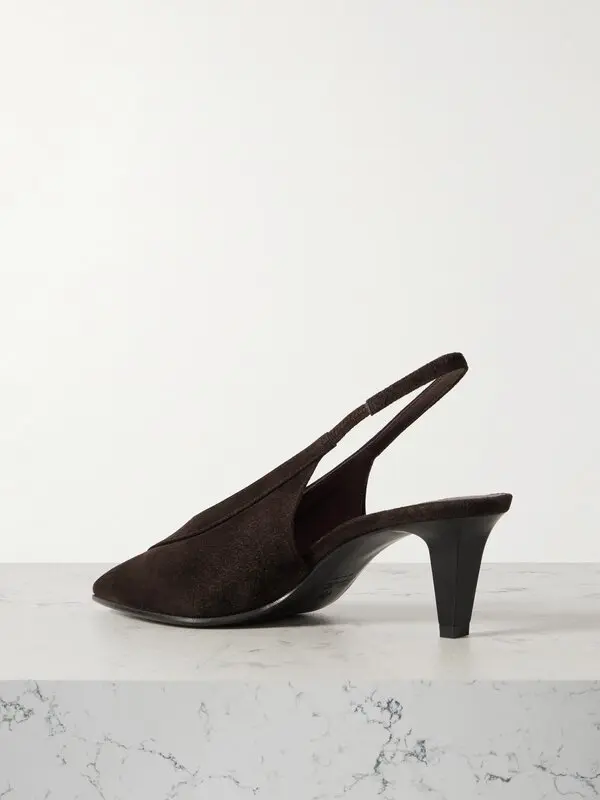 Loro Piana Rebecca Suede Slingback Pumps - Brown