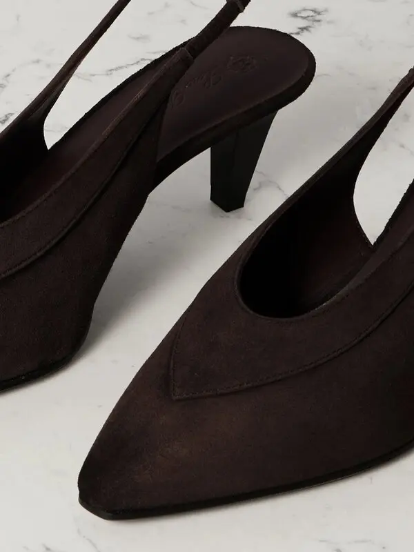 Loro Piana Rebecca Suede Slingback Pumps - Brown