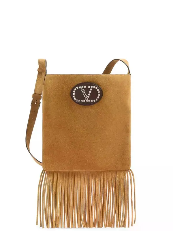 Valentino Garavani Fringe Appliquéd Messenger Bag - Neutrals