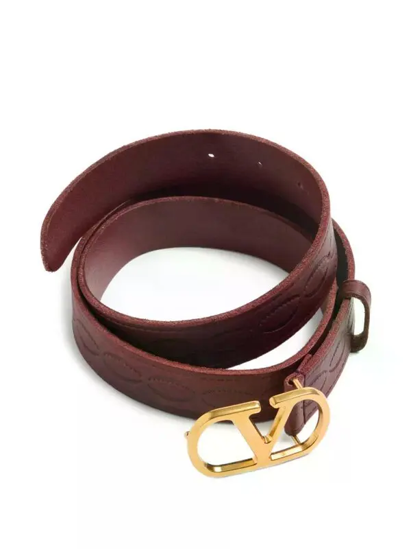Valentino Garavani Vlogo Signature Leather Belt - Red