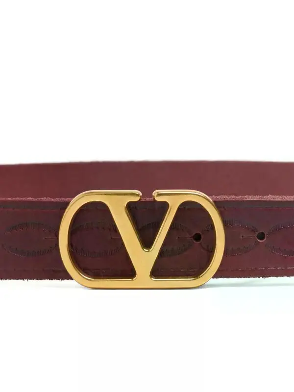 Valentino Garavani Vlogo Signature Leather Belt - Red