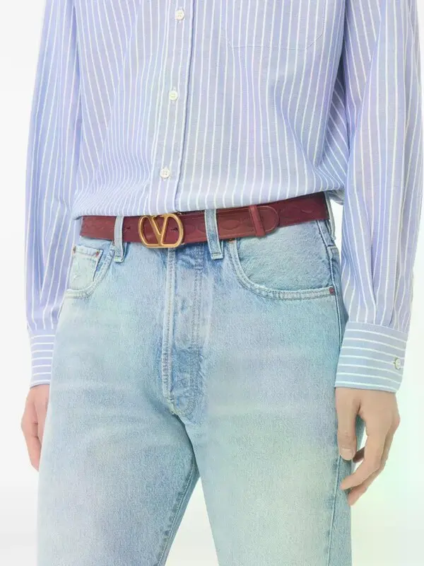 Valentino Garavani Vlogo Signature Leather Belt - Red