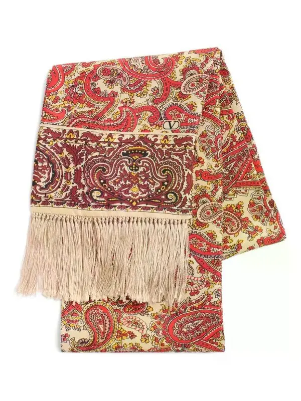 Valentino Garavani Paisley Fringed Scarf - Neutrals