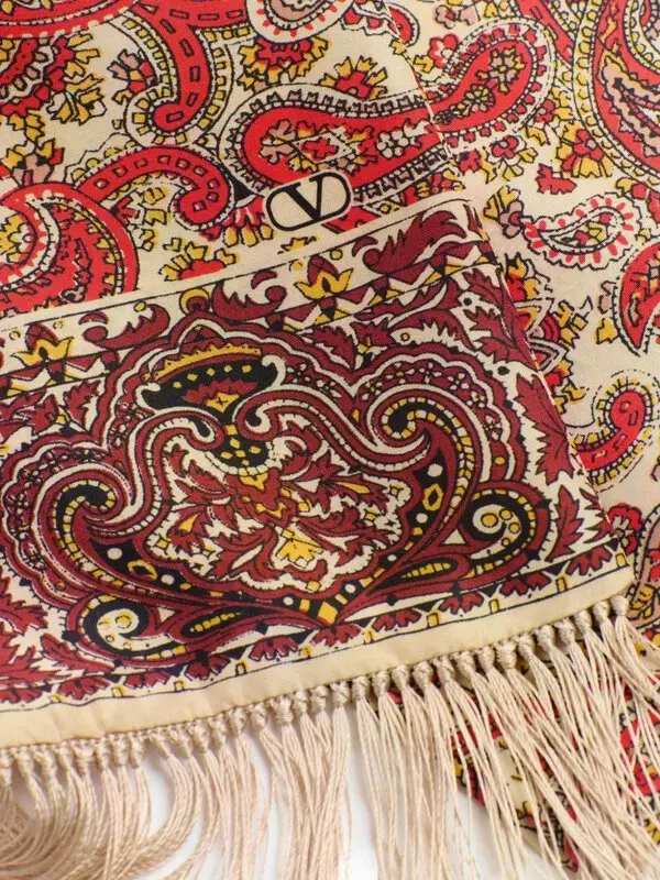 Valentino Garavani Paisley Fringed Scarf - Neutrals