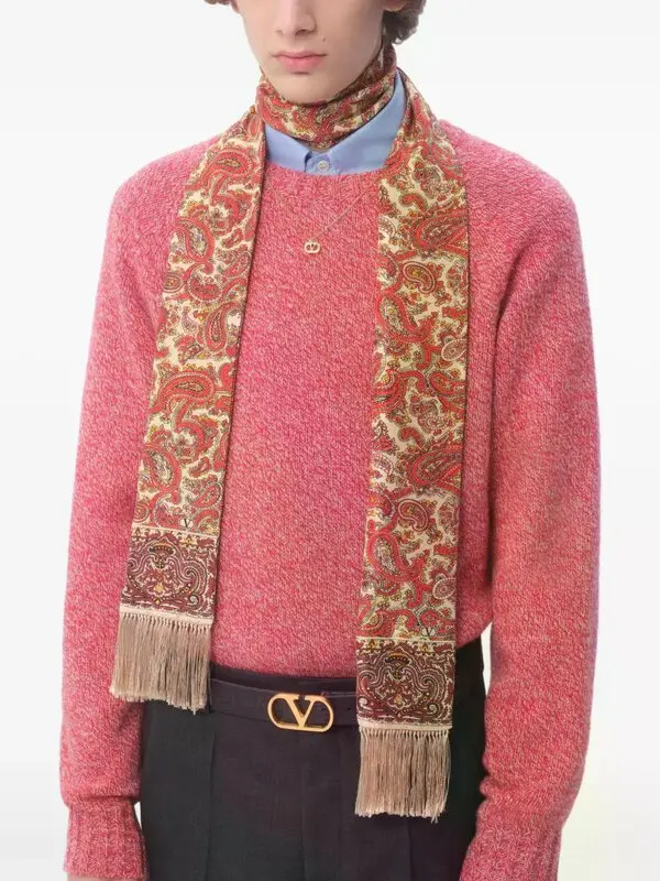 Valentino Garavani Paisley Fringed Scarf - Neutrals