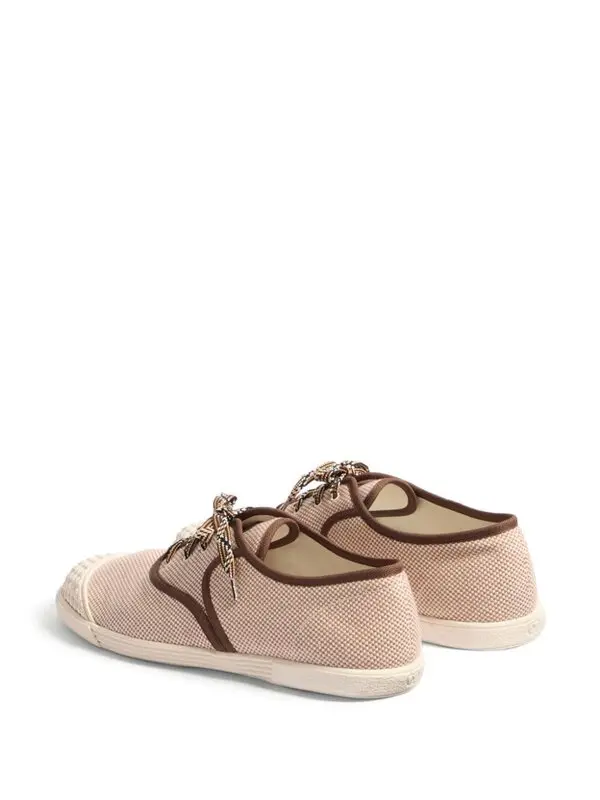 Valentino Garavani Micro-check Contrast-piping Sneakers - Brown