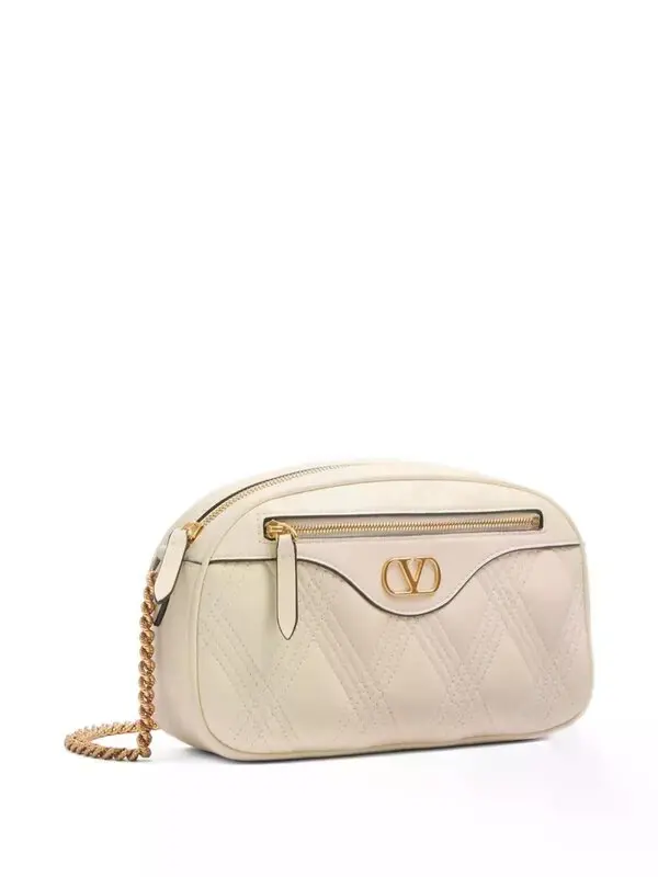 Valentino Garavani Quilted Lambskin Shoulder Bag With Vlogo Signature - Neutrals