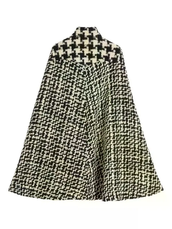 Valentino Garavani Houndstooth Tweed Cape - Black