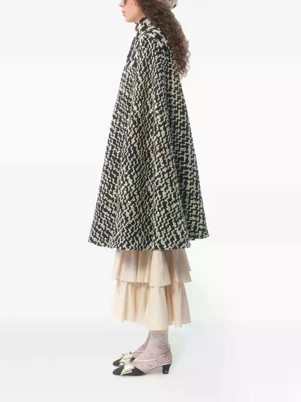 Valentino Garavani Houndstooth Tweed Cape - Black