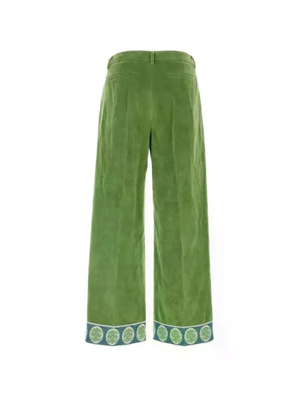 Valentino Garavani Velvet Jacquard-hem Trousers - Green