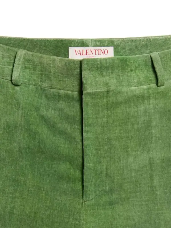 Valentino Garavani Velvet Jacquard-hem Trousers - Green
