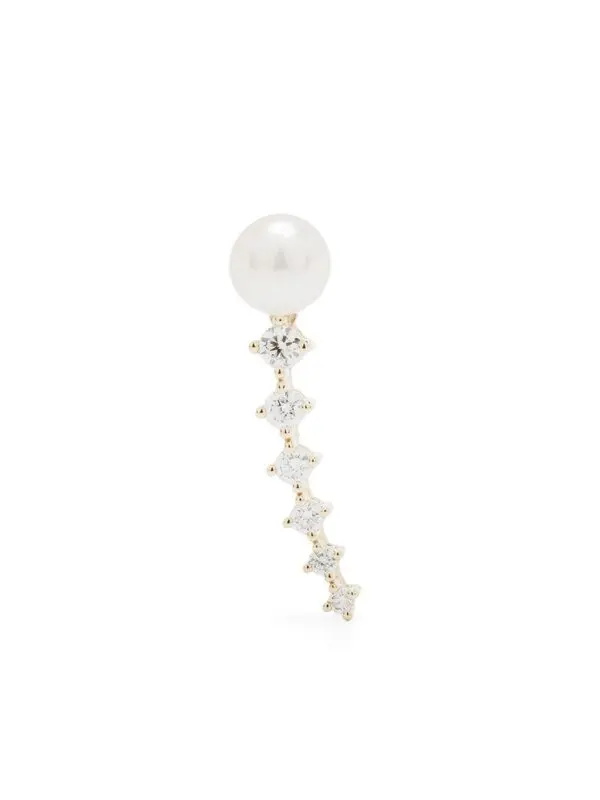 Mizuki 14k Yellow Pearl Diamond Drop Earrings - Gold
