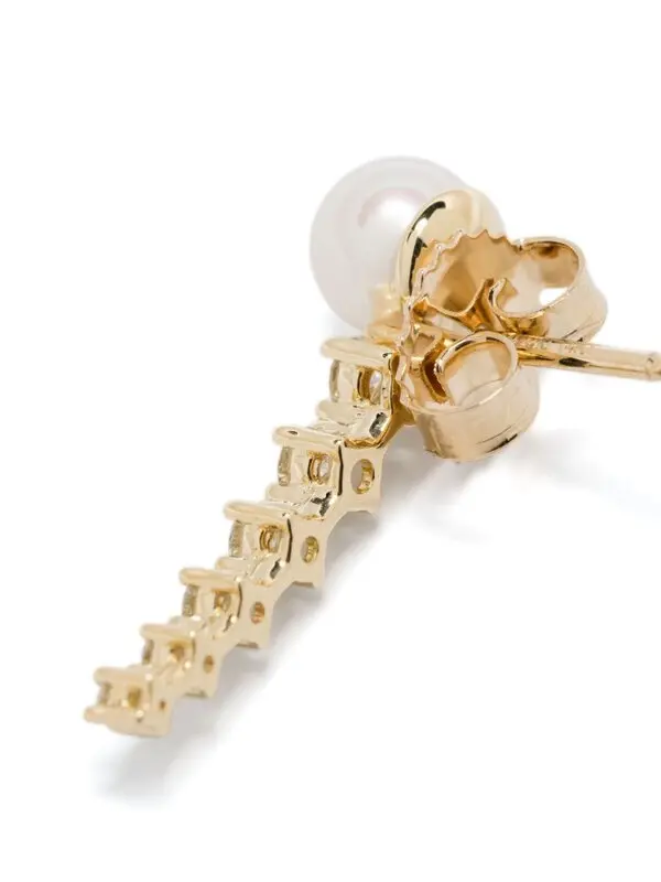 Mizuki 14k Yellow Pearl Diamond Drop Earrings