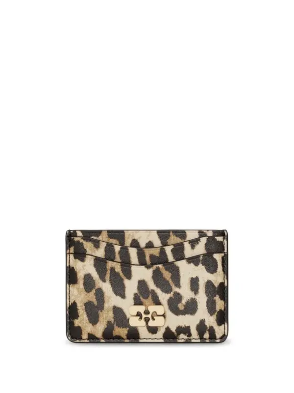 GANNI Leopard-print Cardholder - Brown
