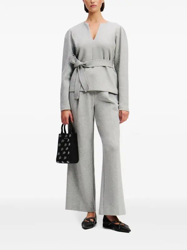 Karl Lagerfeld V-neck Belted Sweatshirt - Grey