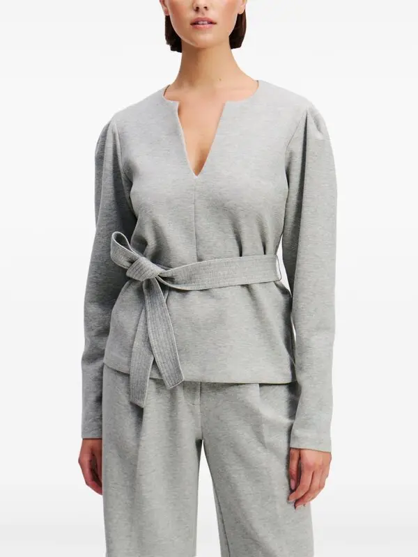 Karl Lagerfeld V-neck Belted Sweatshirt