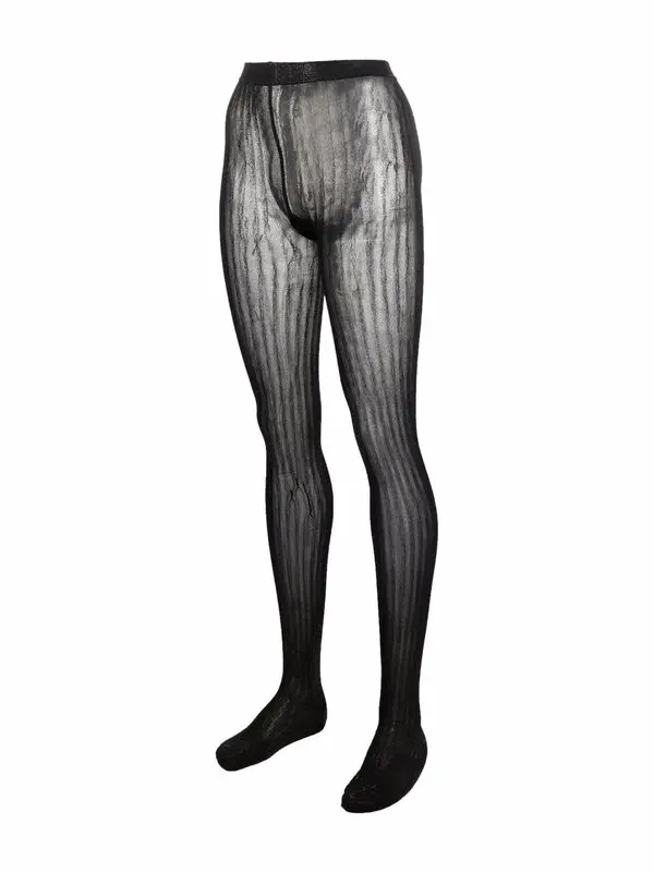 Prada Metallic Striped Tights - Black