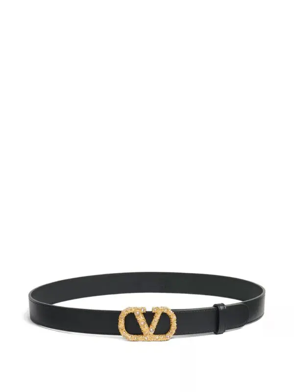 Valentino Garavani 30mm Vlogo Signature Leather Belt - Black