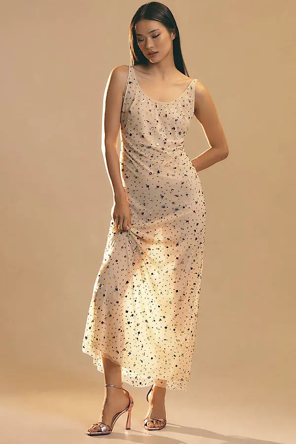Let Me Be Bejeweled Mesh Maxi Dress In Multicolor - 73% Off | Editorialist