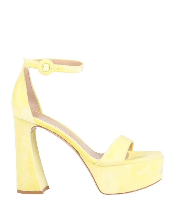 GIANVITO ROSSI Velvet Platform Sandals - Yellow