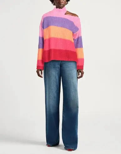 KAOS Striped Knit Turtleneck - Pink