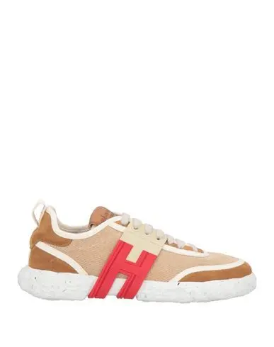 Hogan Low-top Sneakers In Leather And Textile Fibers - Tan