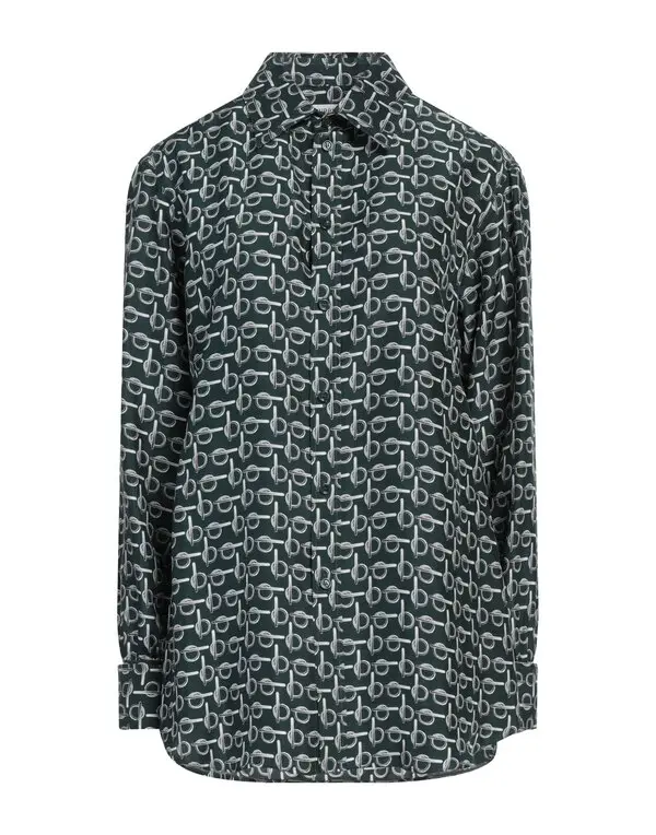 Burberry Long Sleeve Multicolor Silk Shirt - Green