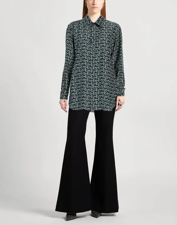 Burberry Long Sleeve Multicolor Silk Shirt - Green