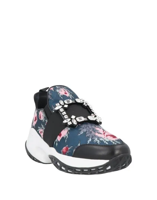 ROGER VIVIER Chunky Floral-print Sneakers - Navy