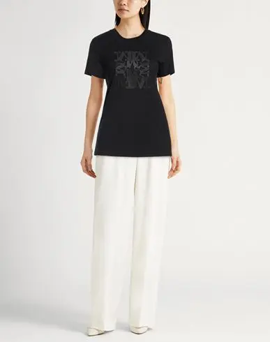 Max Mara Cotton T-shirt With Appliqués And Embroidery - Black