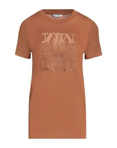 Max Mara Cotton T-shirt With Appliqués And Embroidery - Brown