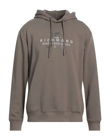 John Richmond Fleece Embroidered Logo Hoodie - Beige