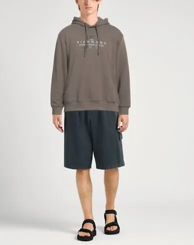 John Richmond Fleece Embroidered Logo Hoodie - Beige