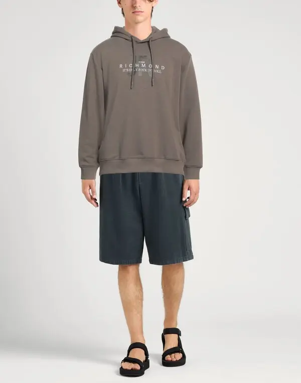 John Richmond Fleece Embroidered Logo Hoodie - Beige