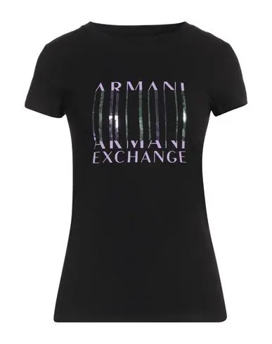 Armani Exchange Cotton Elastane Sequined Logo Print T-shirt