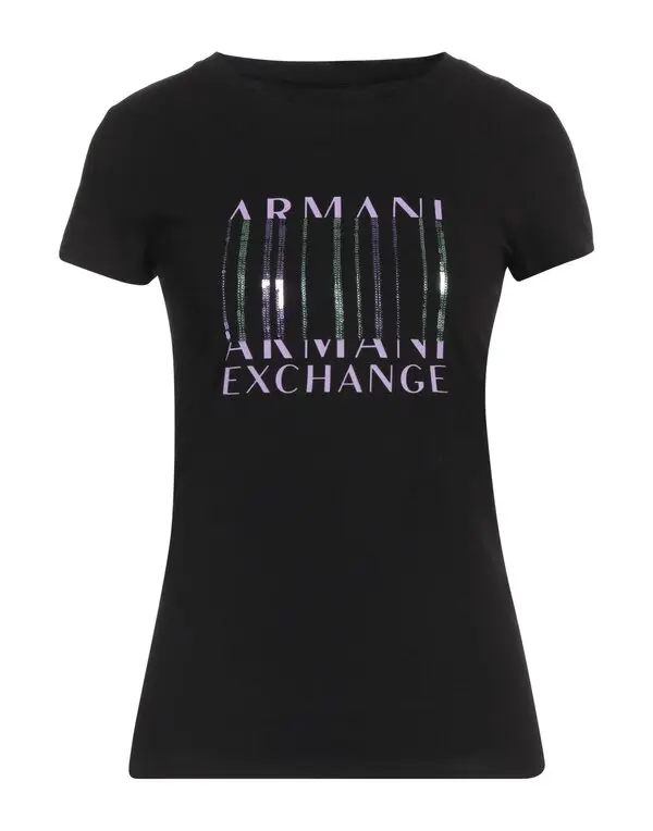 Armani Exchange Cotton Elastane Sequined Logo Print T-shirt