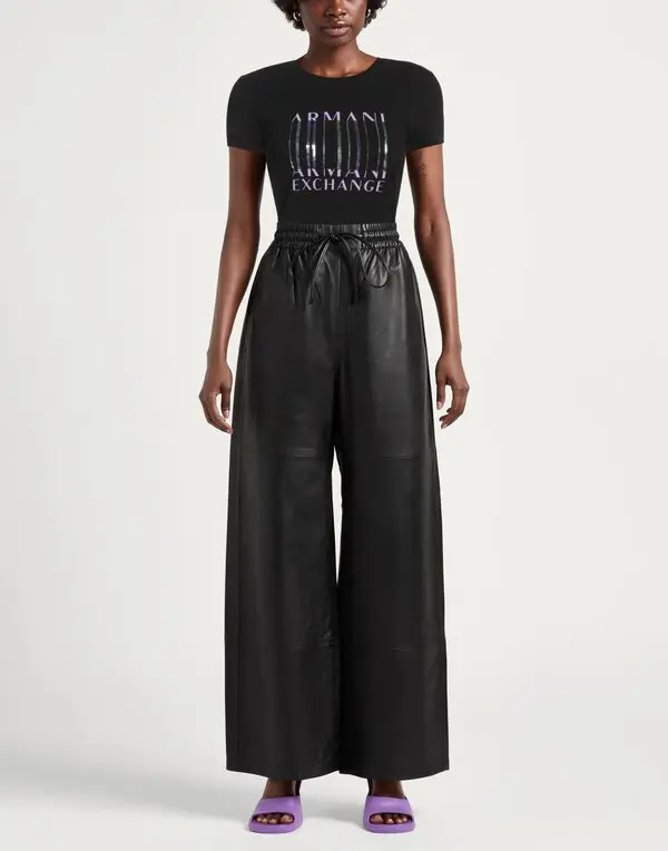 Armani Exchange Cotton Elastane Sequined Logo Print T-shirt