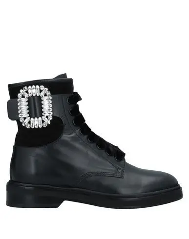 ROGER VIVIER Leather Embellished Lace-up Ankle Boots