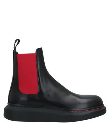 Alexander McQueen Leather Chelsea Boots With Wedge Heel - Black