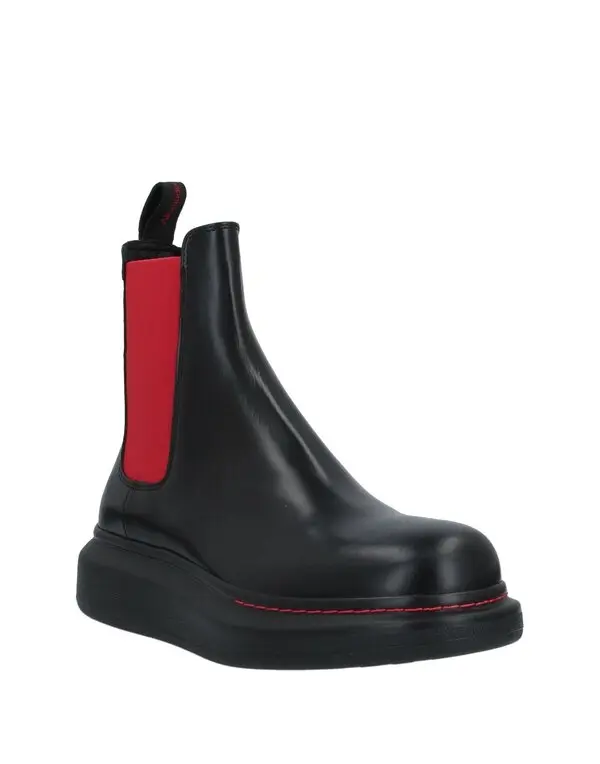 Alexander McQueen Leather Chelsea Boots With Wedge Heel - Black
